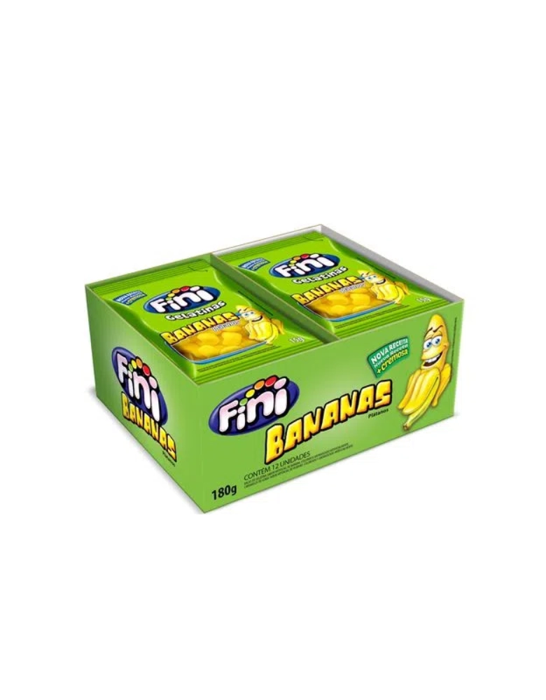 Bala de Gelatina Mini Bananas com 12 Pacotes de 15g