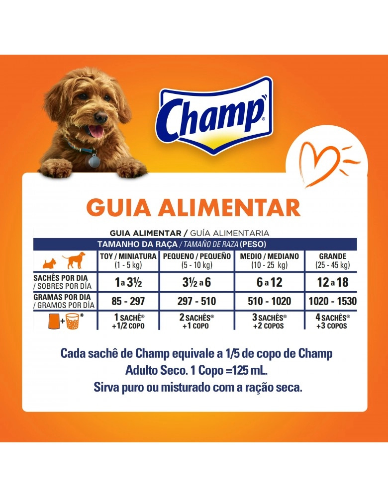 Ração Úmida Champ Sachê Adulto Carne 85g