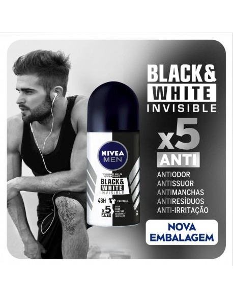 Nivea Desodorante Roll On Invisible Black e White Power 50ml