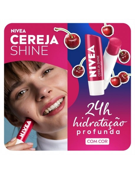 Nivea Hidratante Labial Cereja Shine Hidratação Profunda 4,8g