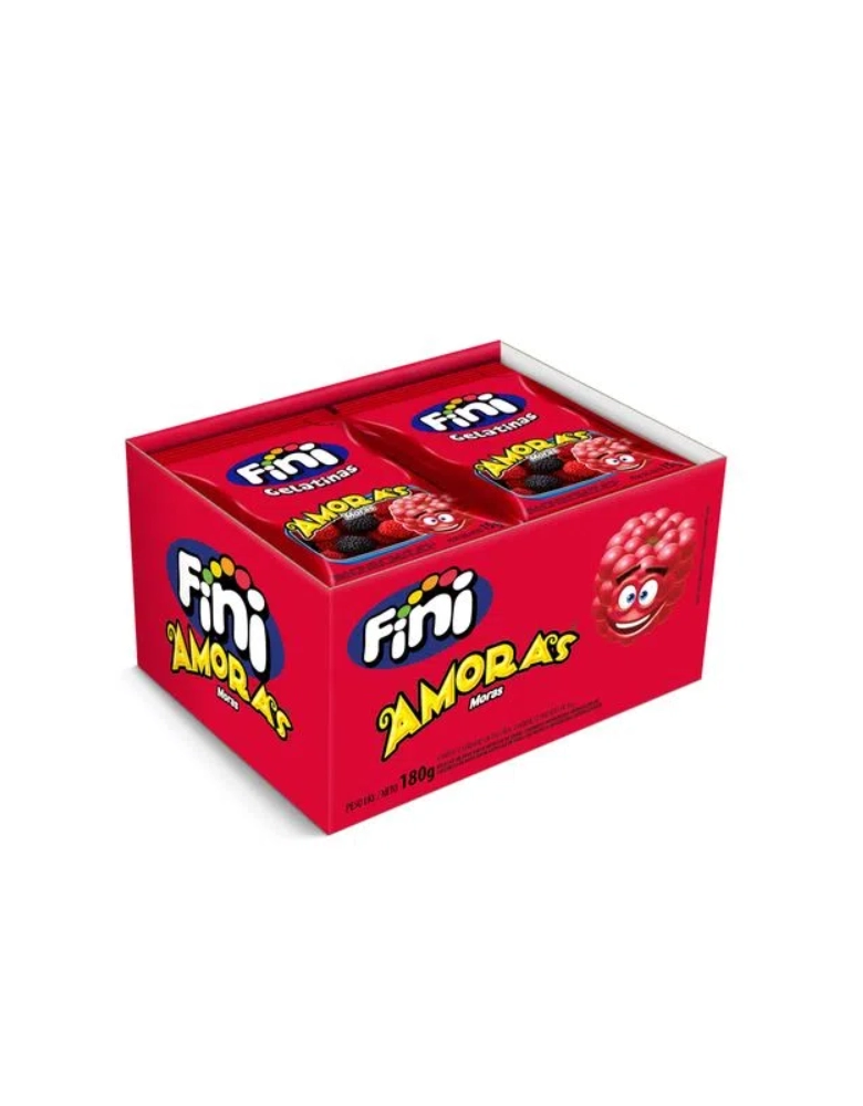 Bala de Gelatina Mini Amoras Fini com 12 Pacotes de 15g
