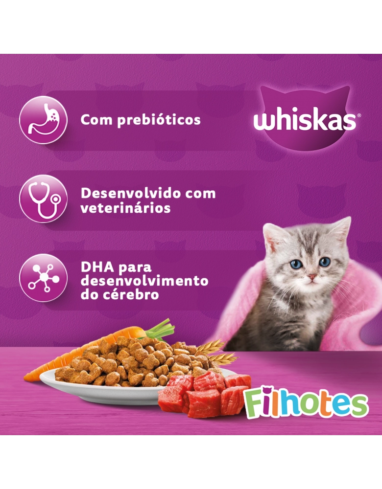WHISKAS® para Gatos Filhotes Sabor Carne e Leite 10,1kg