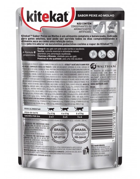 KITEKAT® Sachê Peixe ao Molho para Gatos Adultos 70g