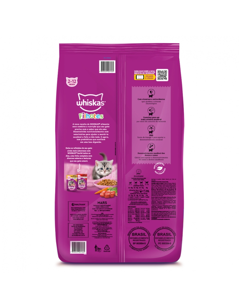WHISKAS® para Gatos Filhotes Sabor Carne e Leite 2,7kg